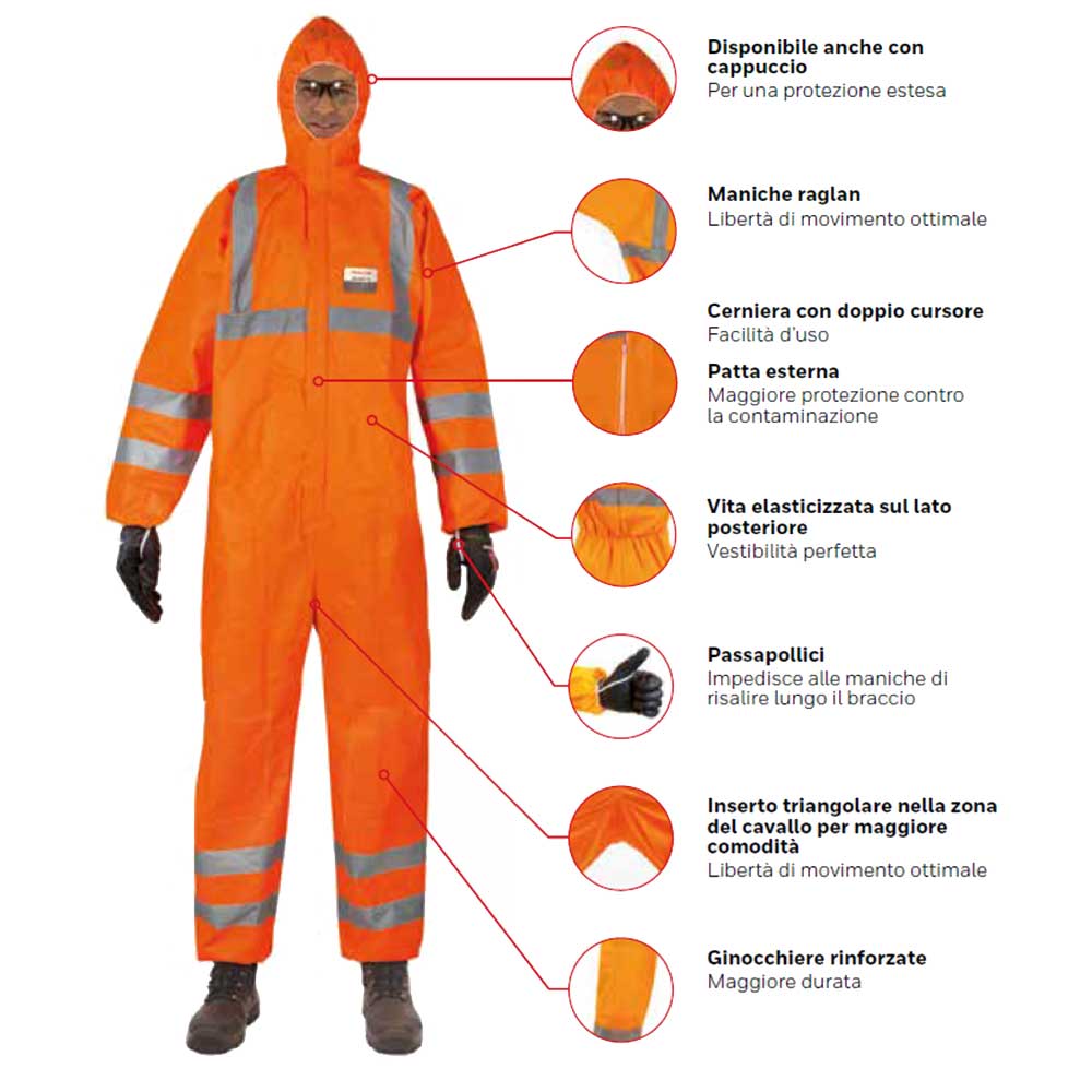 Tuta Honeywell 4509805 monouso alta visibilità classe 3 certificata tg XL
