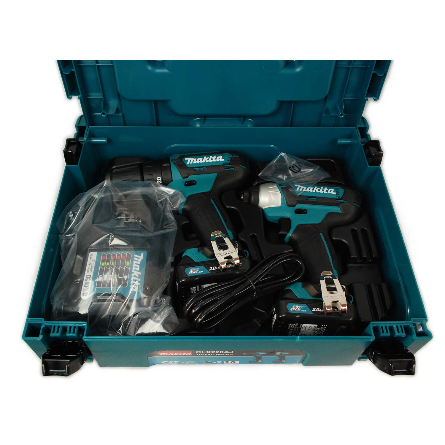 Set Makita Clx228aj trapano avvitatore hp333d + avvitatore a impulsi ...