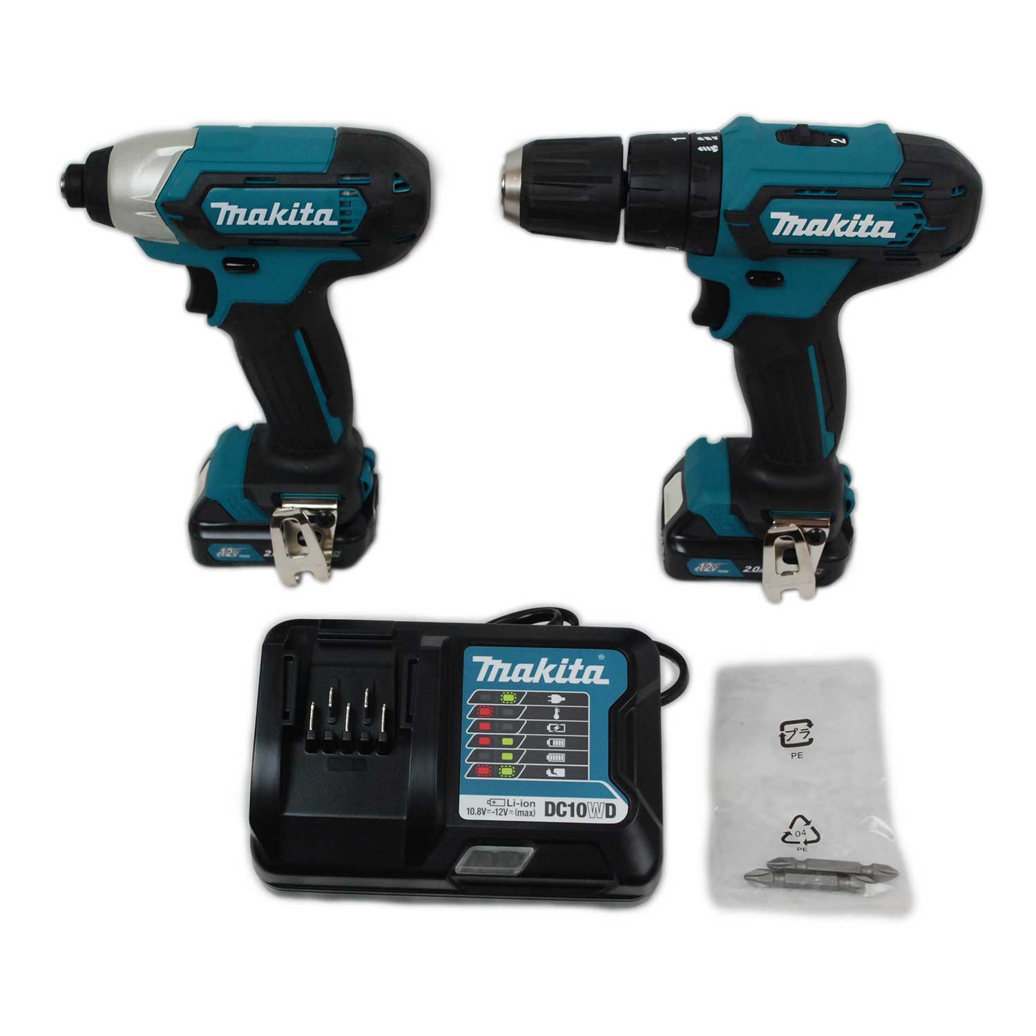 Set Makita Clx228aj trapano avvitatore hp333d + avvitatore a impulsi ...