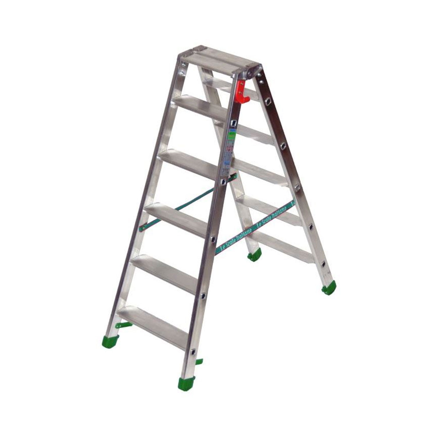 Scala doppia salita Facal Dupla D5 in alluminio 5 gradini più pianetto ...