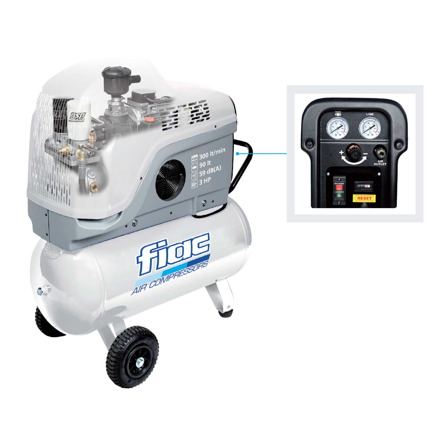 Compressore Fiac New Silver 3/90DR vite rotativo trasmissione diretta ...