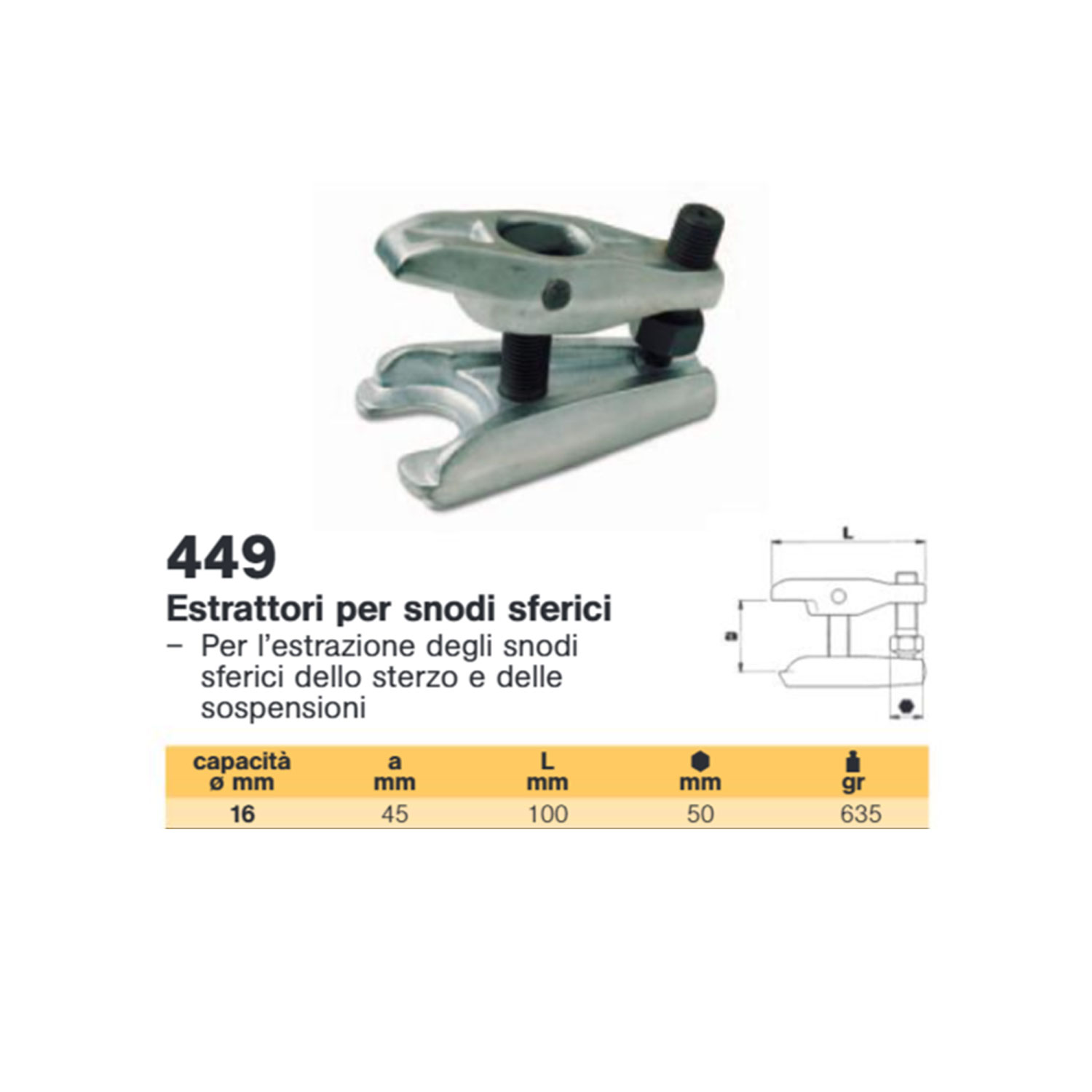 Estrattore Usag 449/2 per snodi sferici capacità Ø 16mm