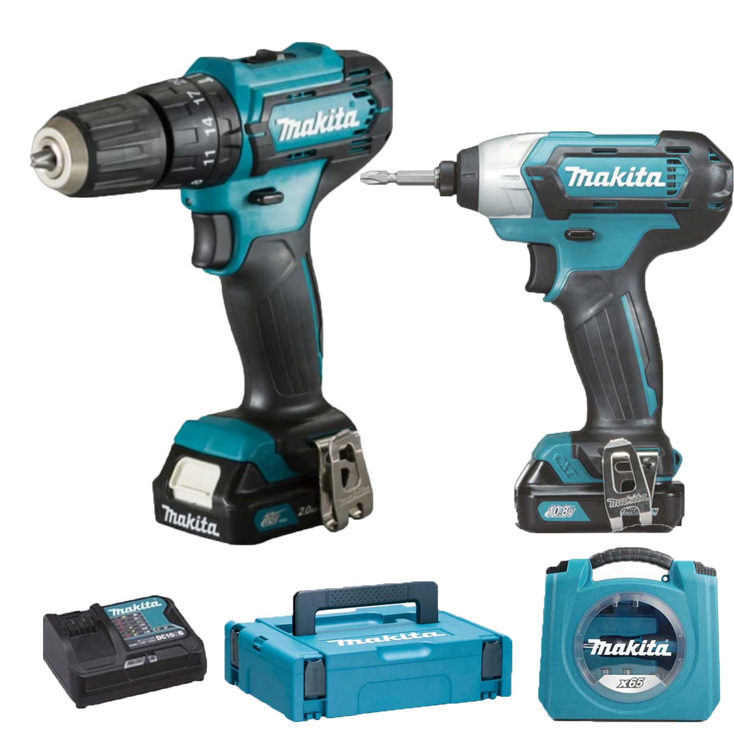 Kit Makita clx228aj+combo65access con trapano avvitatore hp333d ...