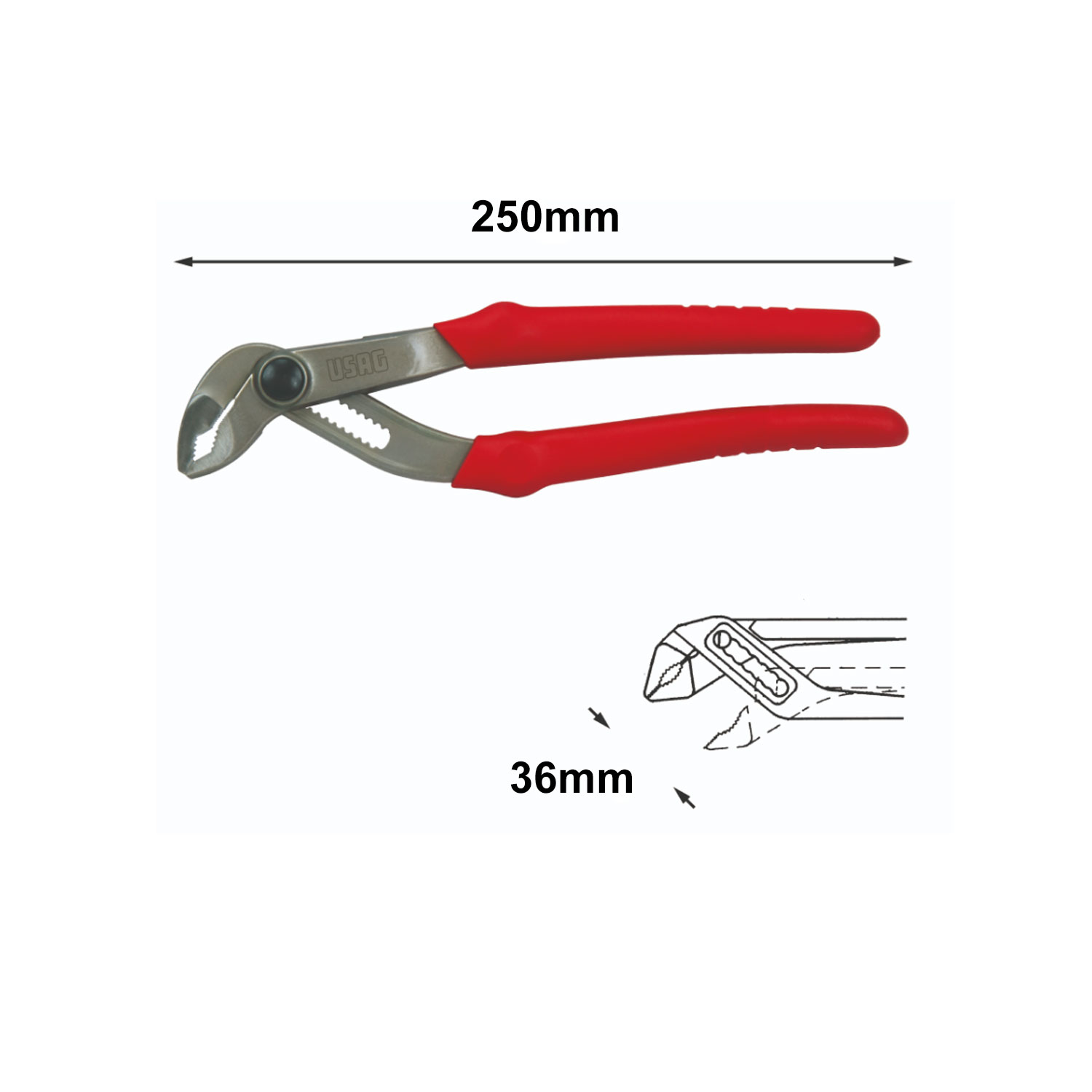 Pinza USAG 180 B regolabile semiautomatica L.250 mm ampiezza 36mm