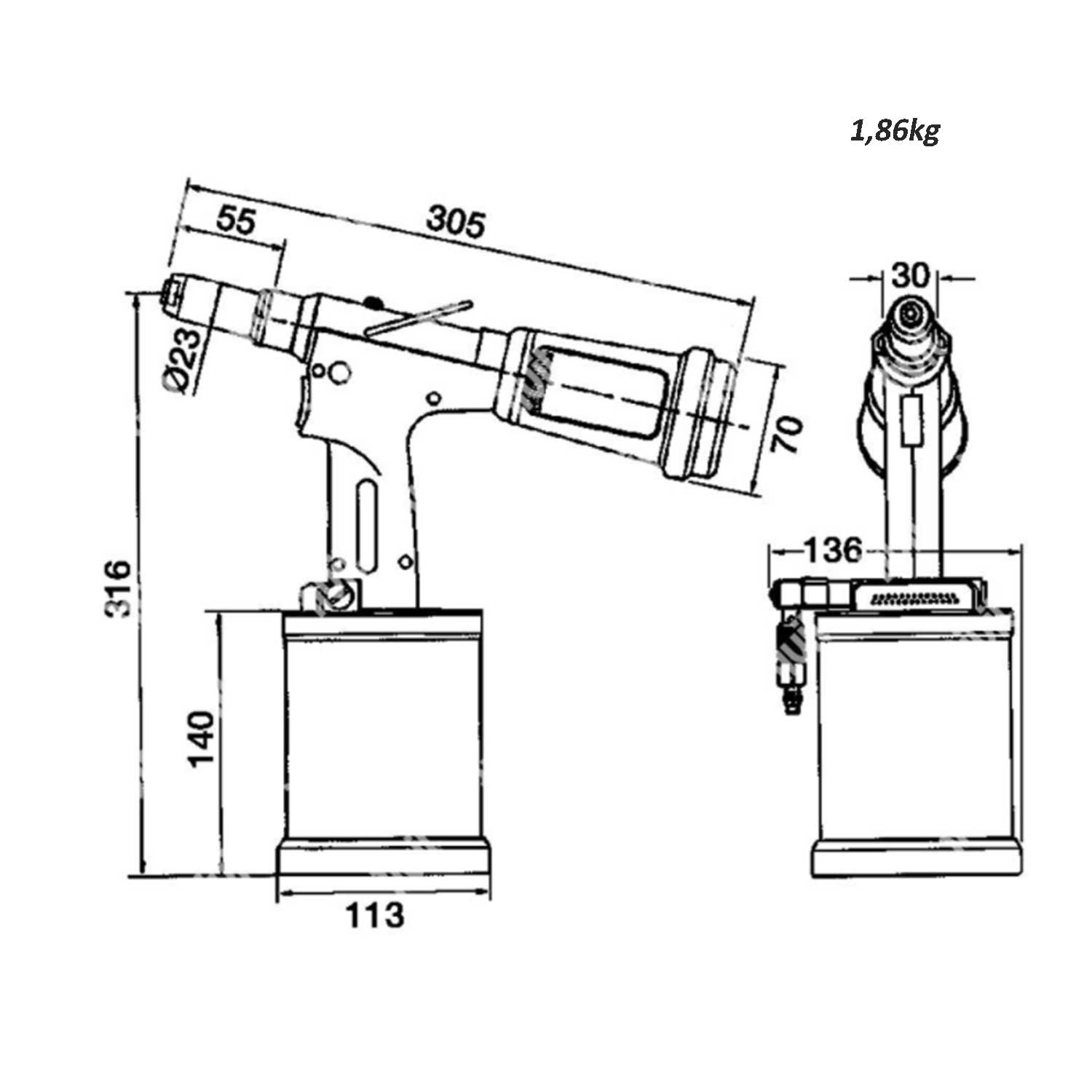 Rivettatrice pneumatica RIVIT RIV504 per rivetti a strappo in tutte le ...