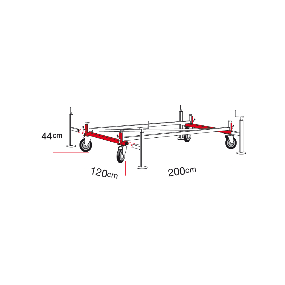 Elemento base Facal SB per trabattello con 4 ruote con freno Spazio