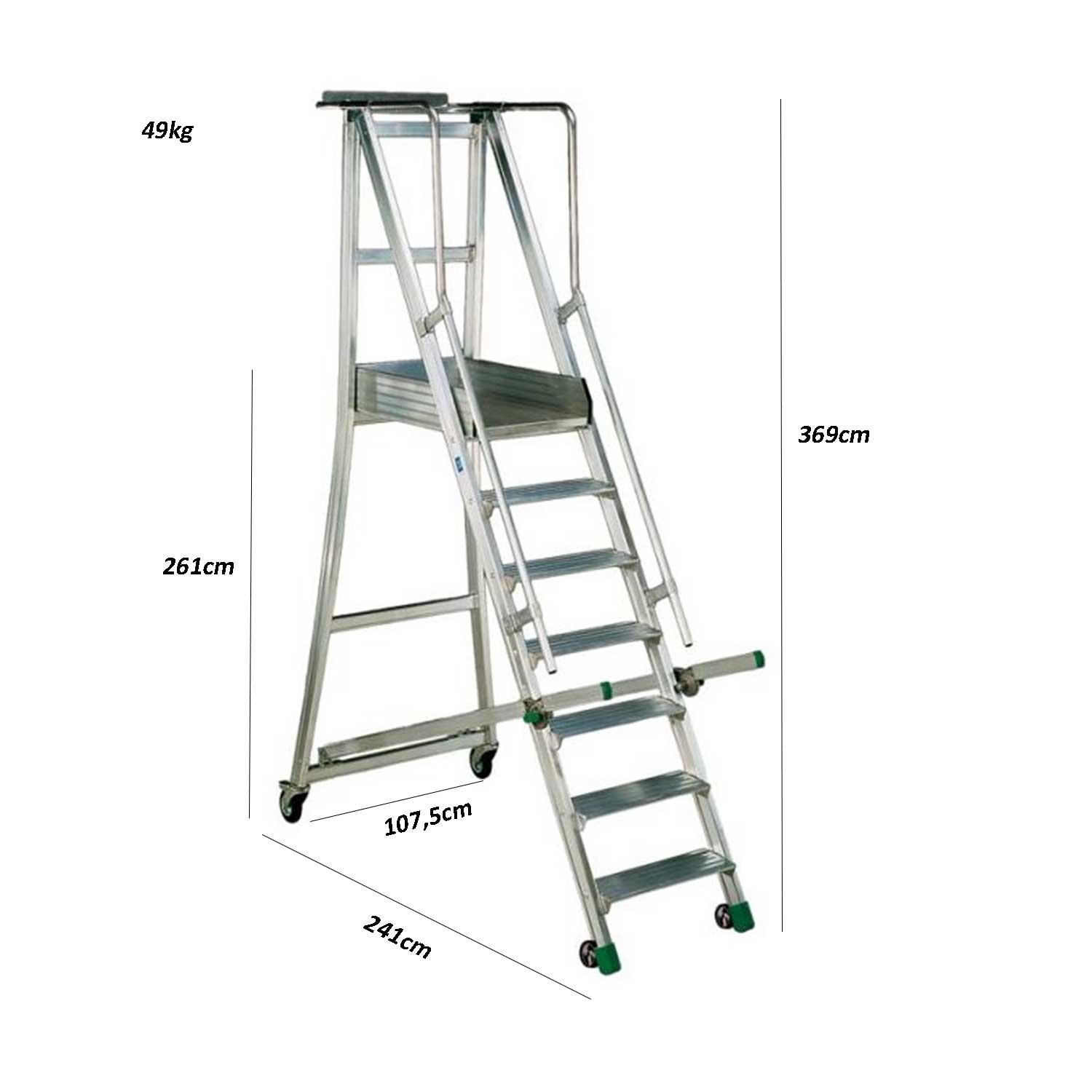 Scala a castello Facal Castiglia CA8/275 in alluminio con ruote 11 ...